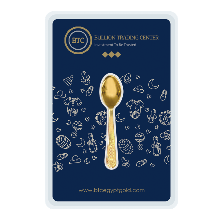 24k " Baby Gifts- Spoon" Yellow Gold Ingot - 2.5g | BTC Dubai